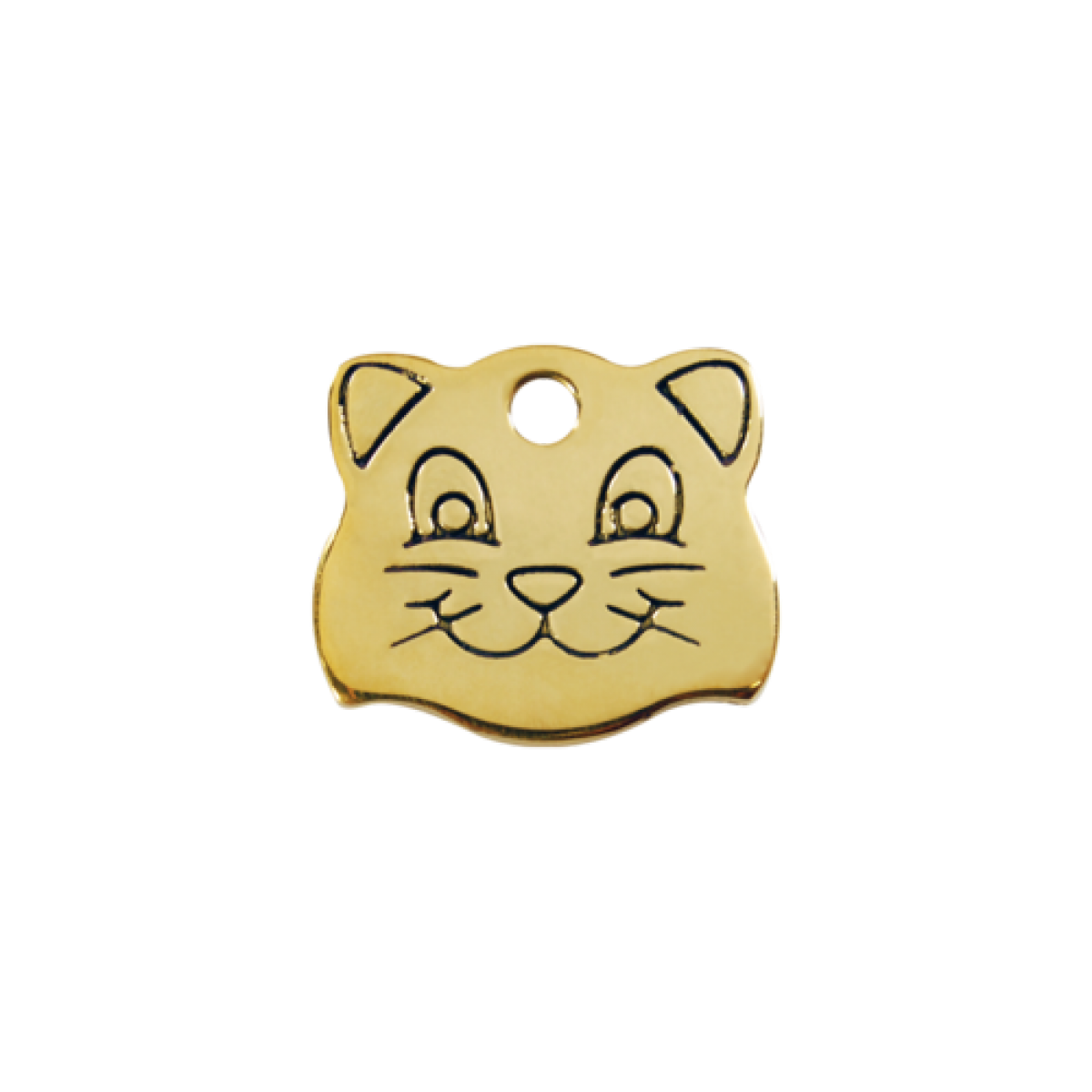 Brass Cat Face Pet Tag