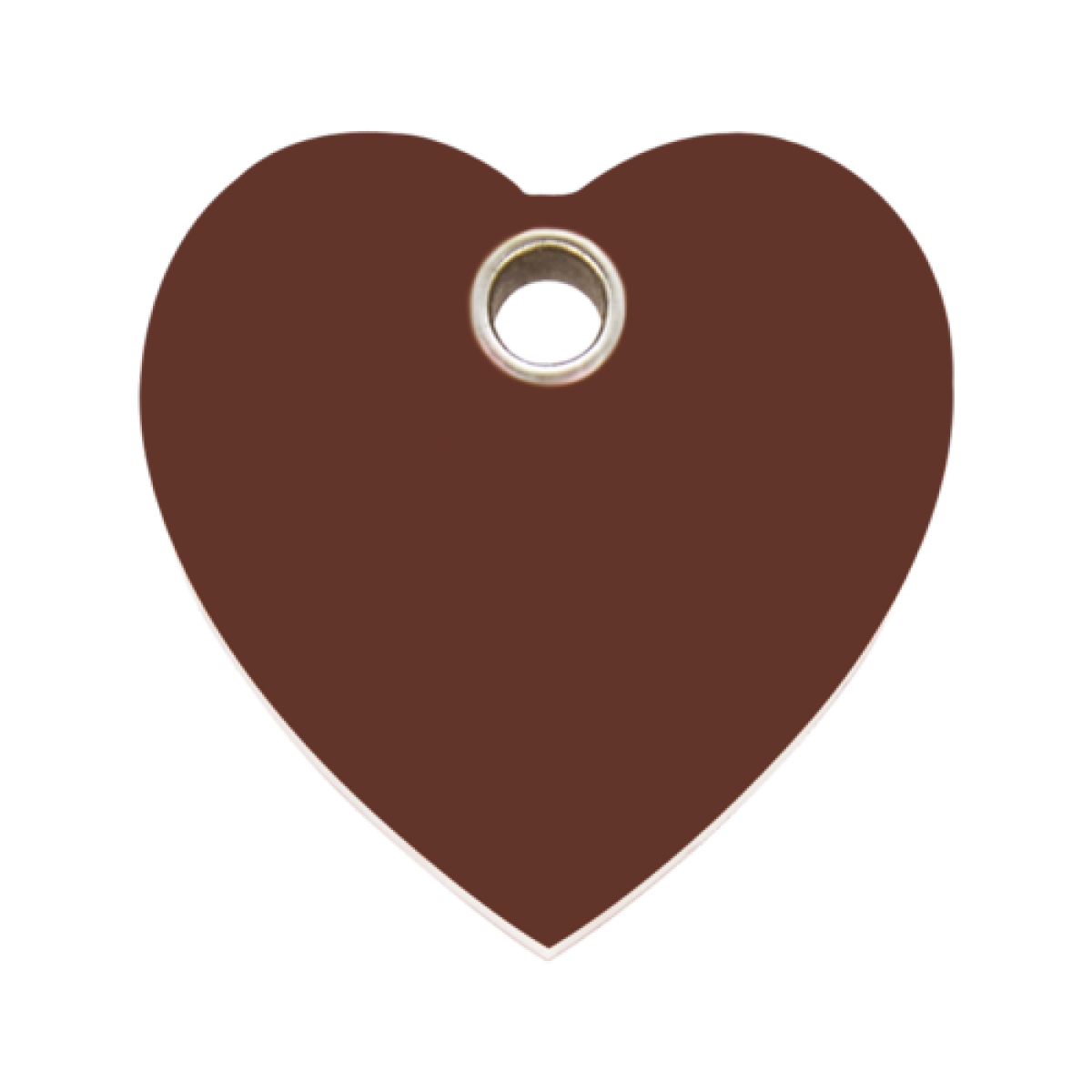Flat Plastic Brown Heart Pet Tag - Small, Medium or Large